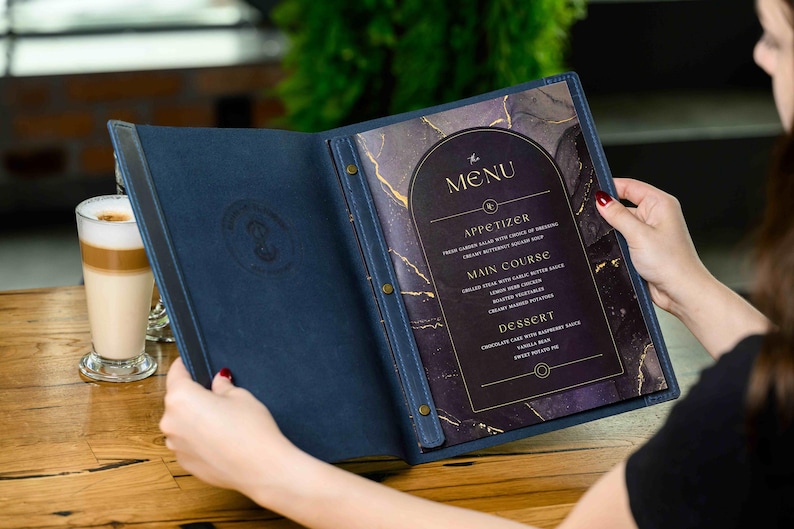 Leather Restaurant Menu Holder: A4 Custom Menu Binder With Screws - Etsy