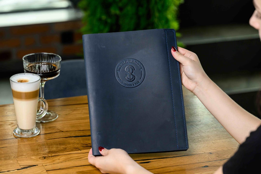 Leather Restaurant Menu Holder: A4 Custom Menu Binder With Screws - Etsy
