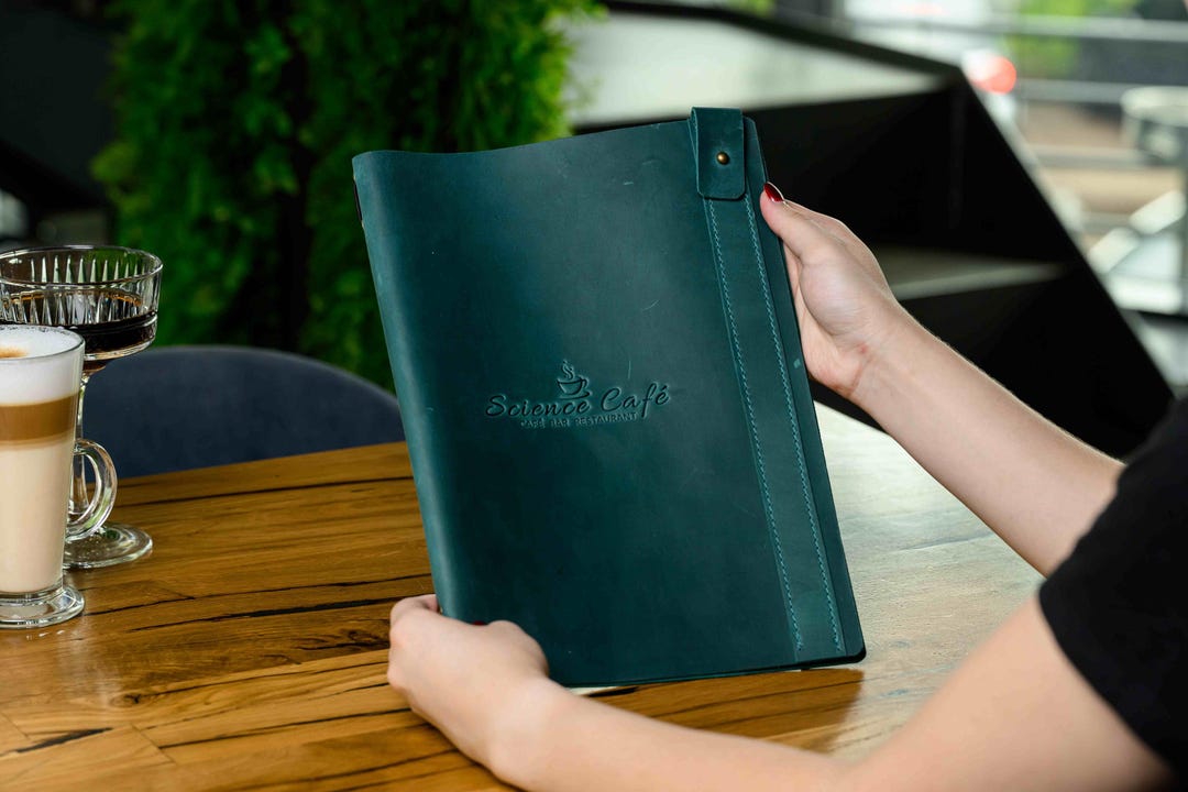 Custom Leather Menu Cover With Logo, Restaurant Menu Holder - Etsy