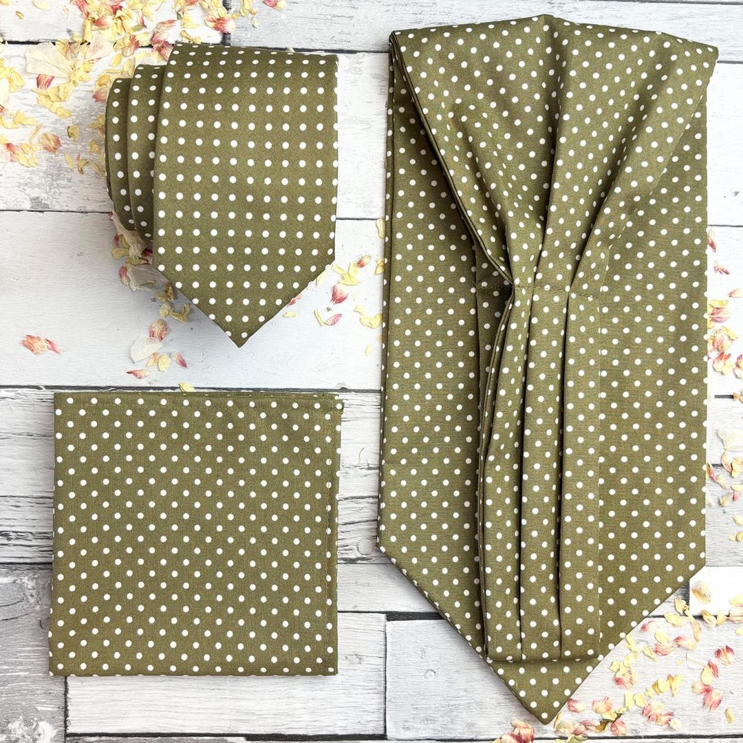 Moss Green Dotty Tie: Ditsy Spots Men's Ties Accessories - Handmade ...