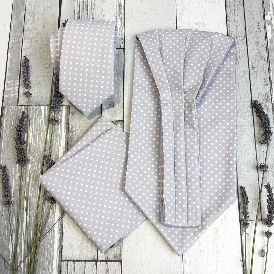 Dove Grey Dotty Tie: Ditsy Spots Men's Ties Accessories - Handmade ...