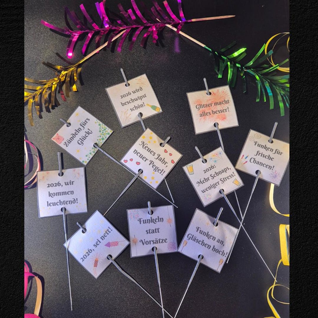 DIY - 20 Colorful Sparkler Cards - New Year's Eve Table Decorations ...