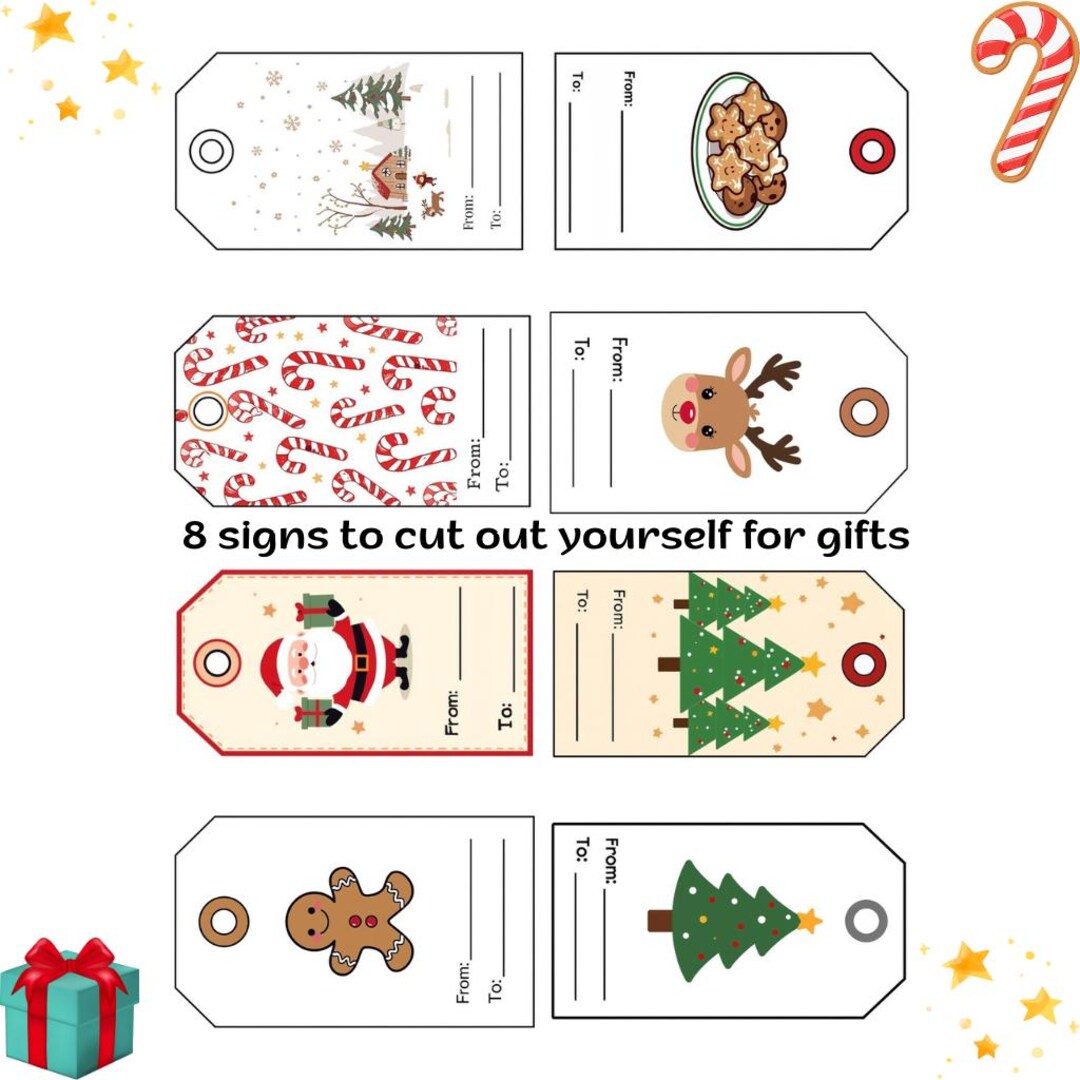 DIY - Printable Christmas Gift Tags | 8 Cute Holiday Tags With “from ...