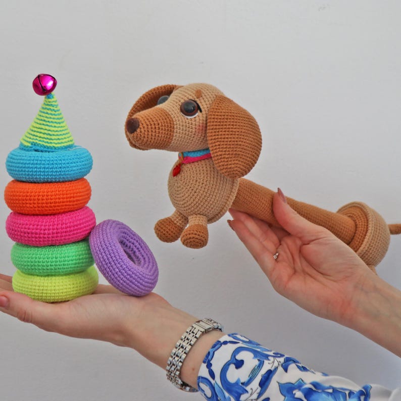 Crochet Dog Stacking Toy Pattern, Amigurumi Ring Tower PDF Pattern - Etsy