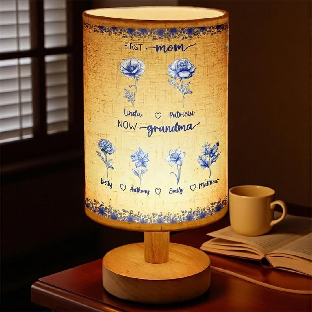 Personalized First Mom Now Grandma Fabric Lamp: Custom Birth Flower ...