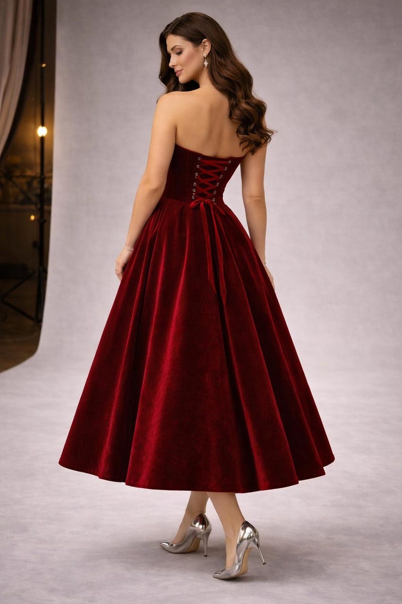 Deep Red Velvet Ballgown, Heart Neckline Masquerade Gown - Etsy