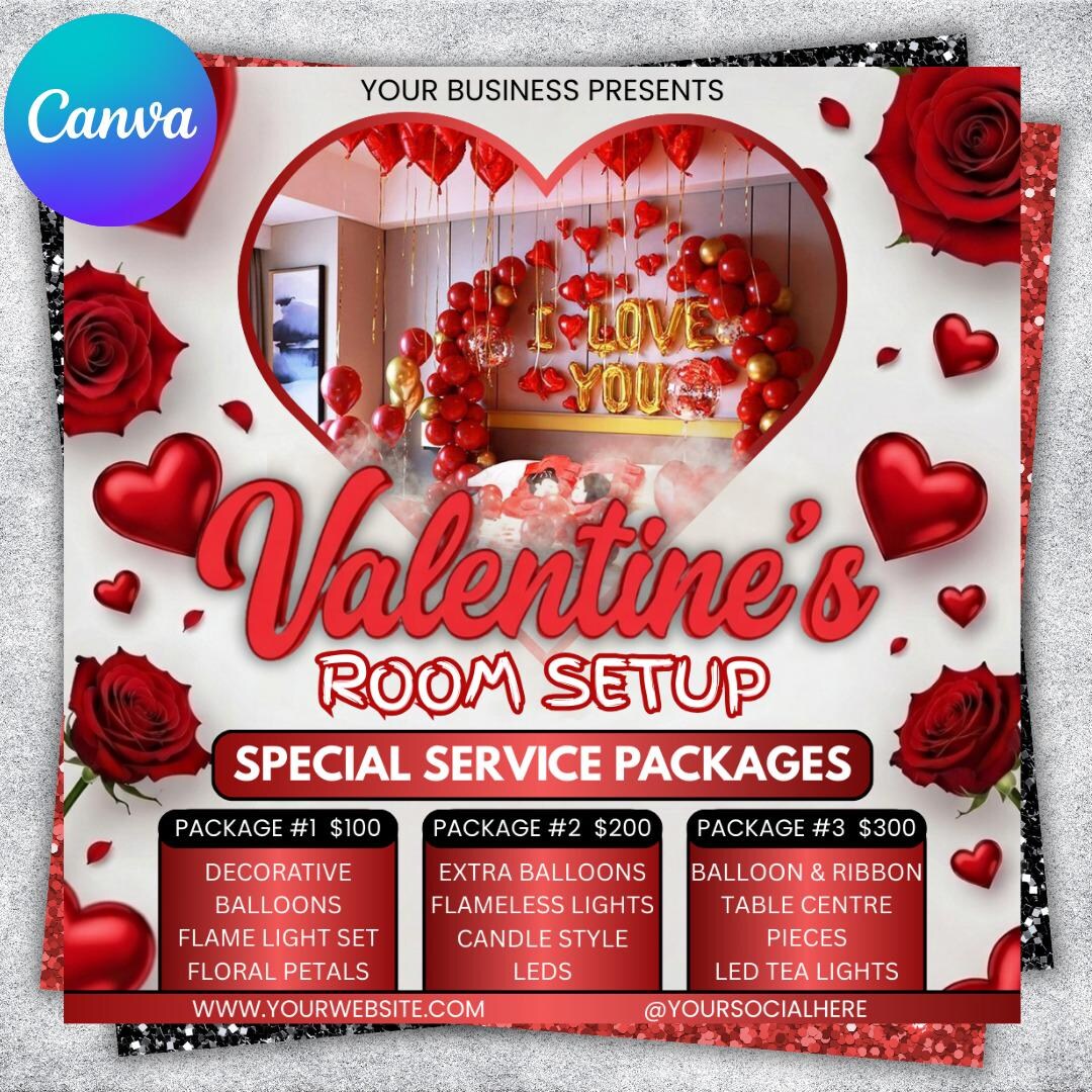Valentine Room Setup Flyer, Valentine Booking Flyer, February Flyer ...