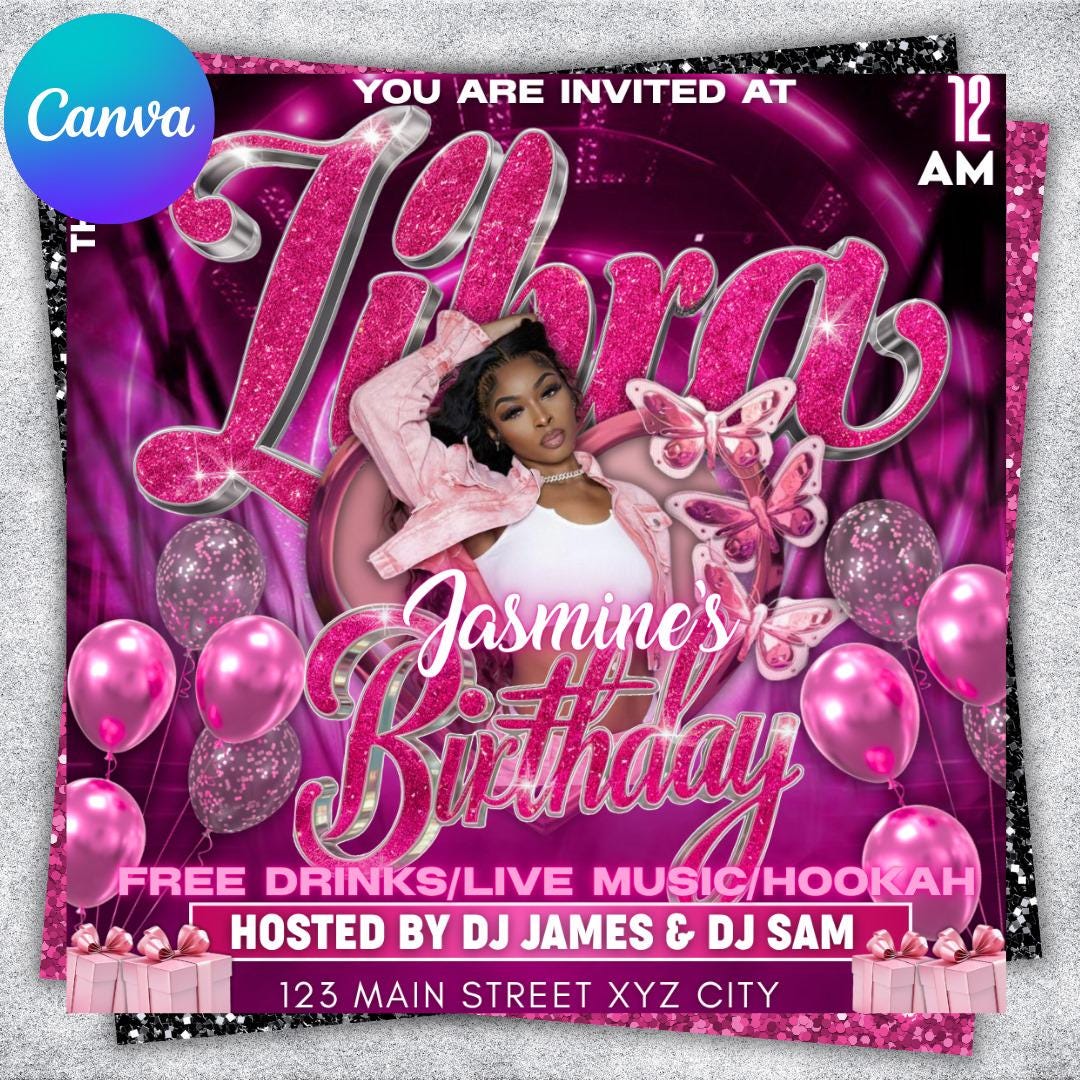 Birthday Party Flyer, Birthday Party Invitation Flyer,libra Season ...