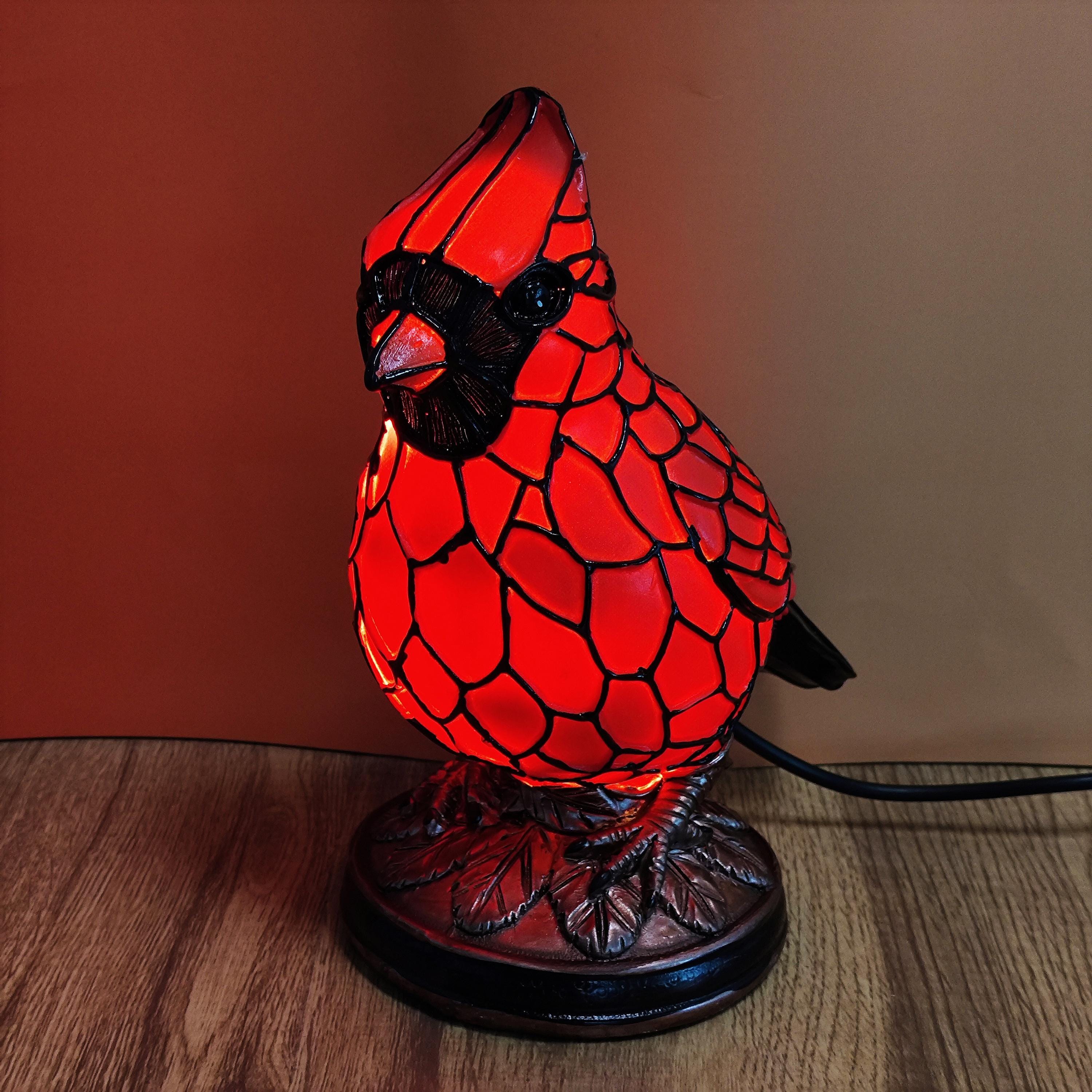 Stained Glass Cardinal Lamp: Red Bird Memorial Accent Light - Etsy