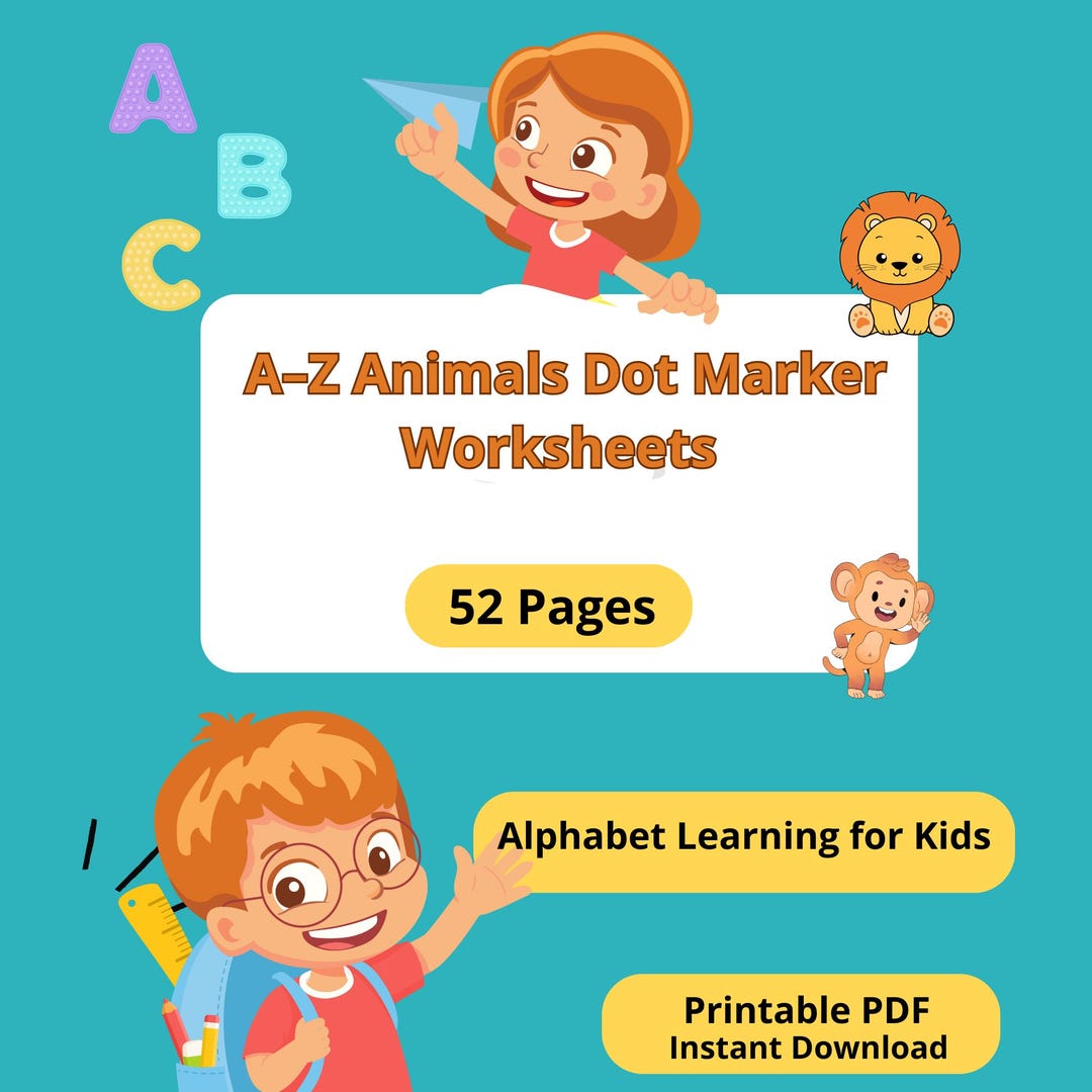 Animals Alphabet Dot Marker Worksheets: A-Z Printable Activity (PDF) - Etsy