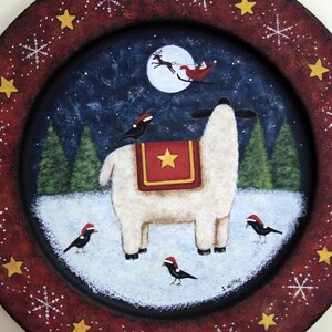 Christmas Folk Art Hand Painted Wood Plate, Primitive Winter Scene ...