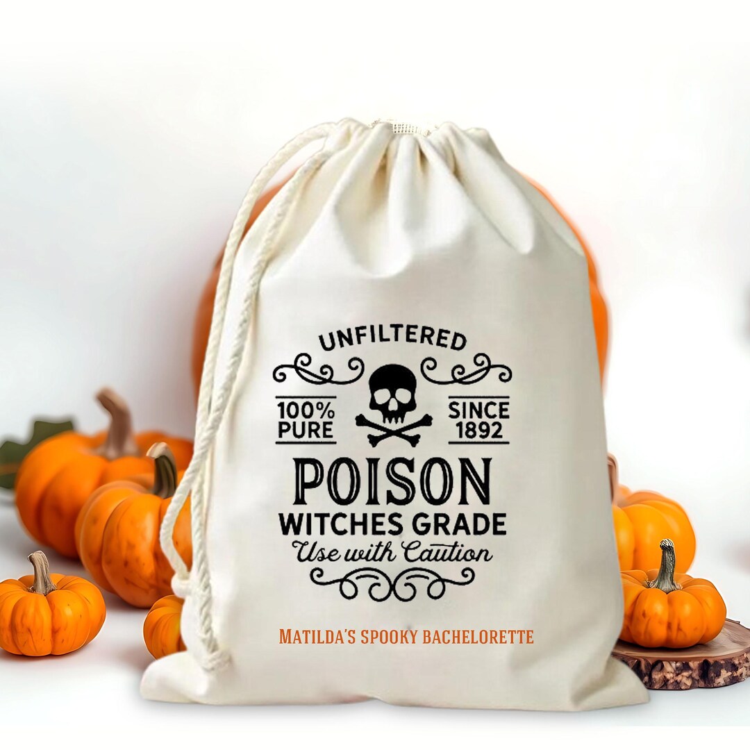 Personalized Witchy Poison Party Treat Bag - Halloween Skull Candy Bag ...