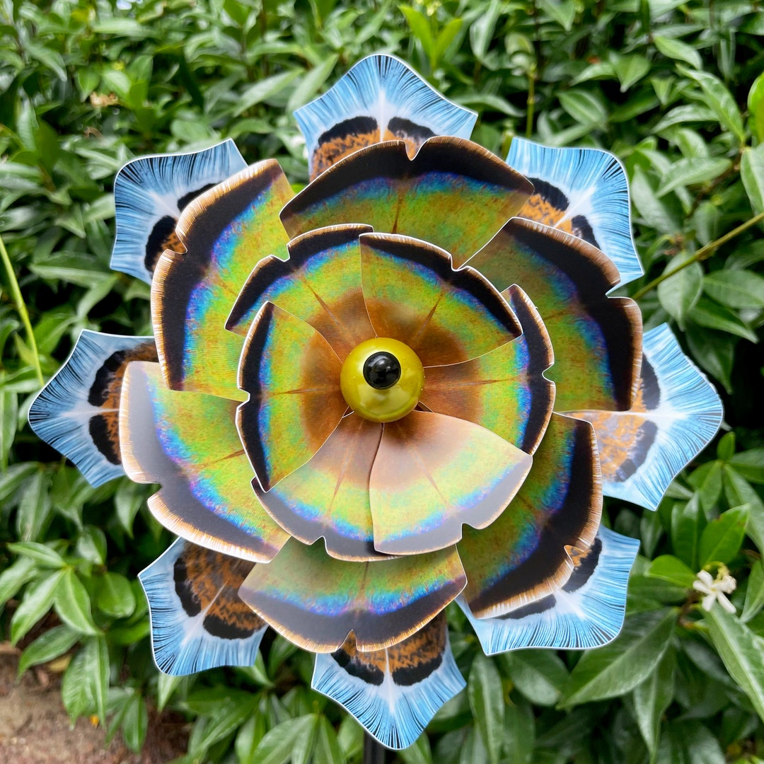 Turkey Feather Double Spin Pinwheel Whirligig Wind Spinner Windmill Fan ...