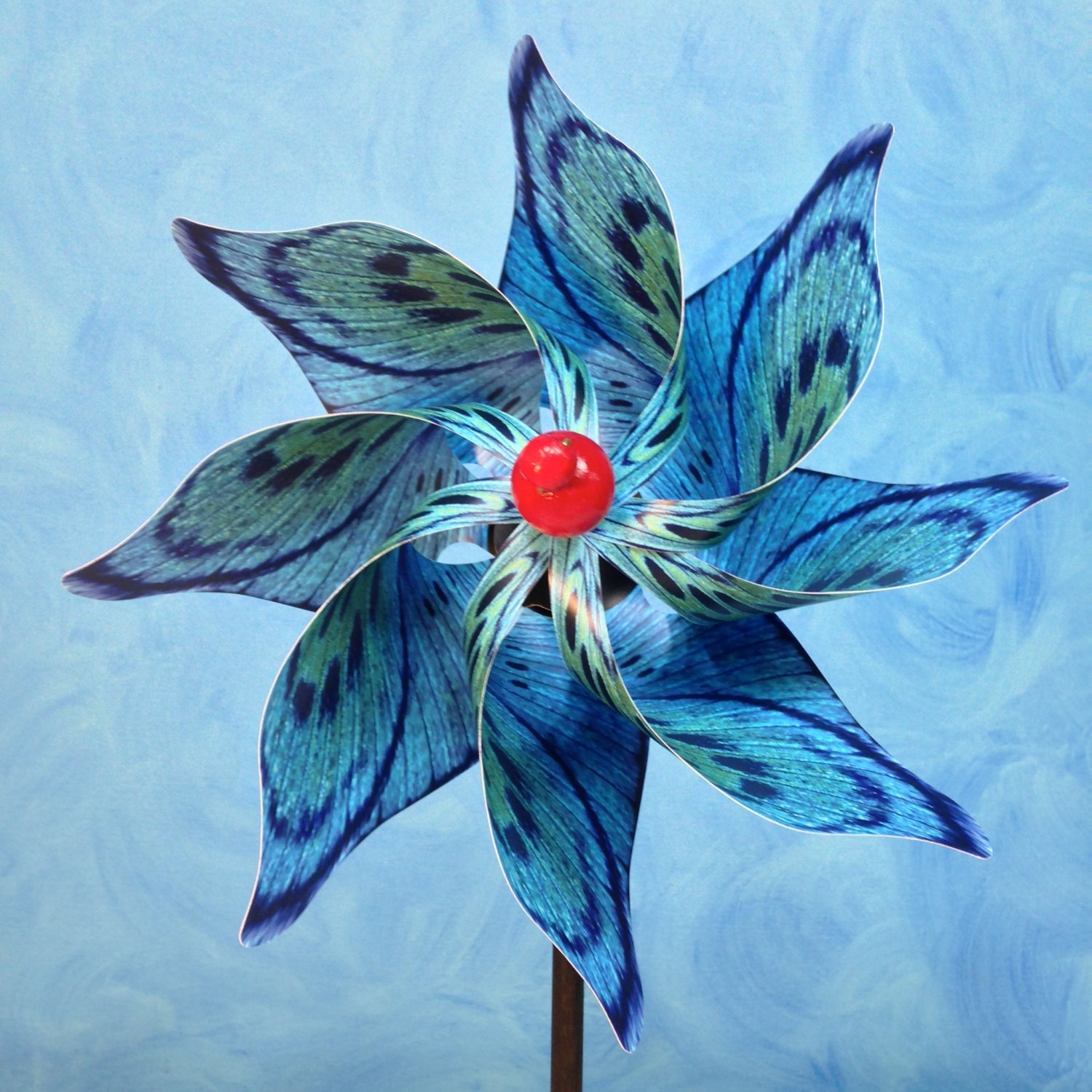 Blue Spotted Butterfly Pinwheel Spinner Whirligig Windmill - Etsy