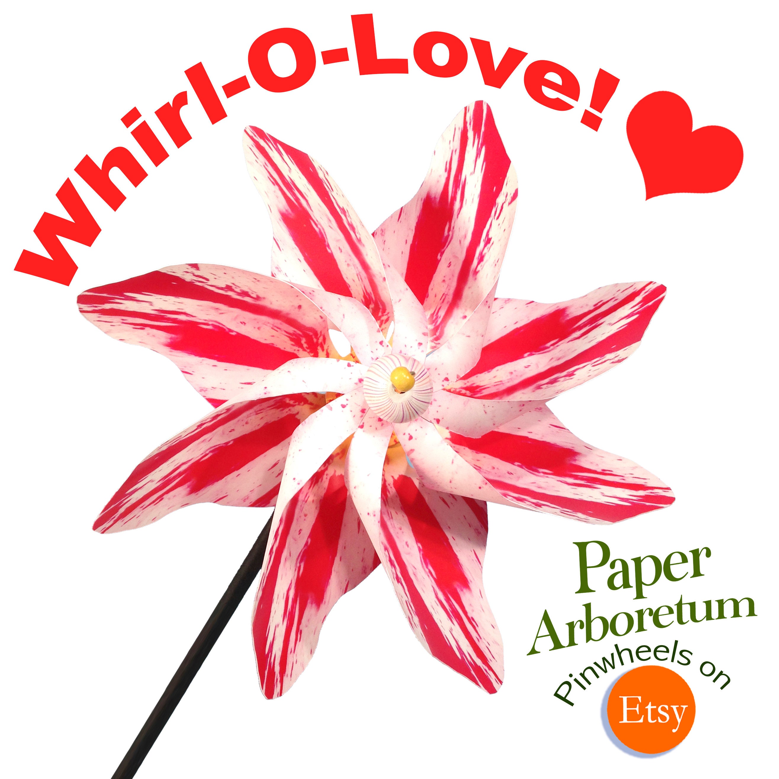 Red Striped Rose Pinwheel Spinner Whirligig Windmill Fan | Etsy