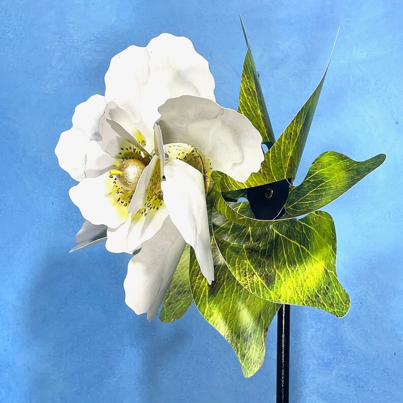 White Rose Double Spin Pinwheel Whirligig Wind Spinner - Etsy