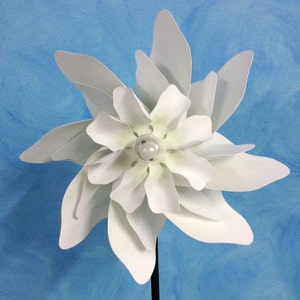 White Wedding Flower Double Petal Pinwheel Whirligig Windmill Spinner ...