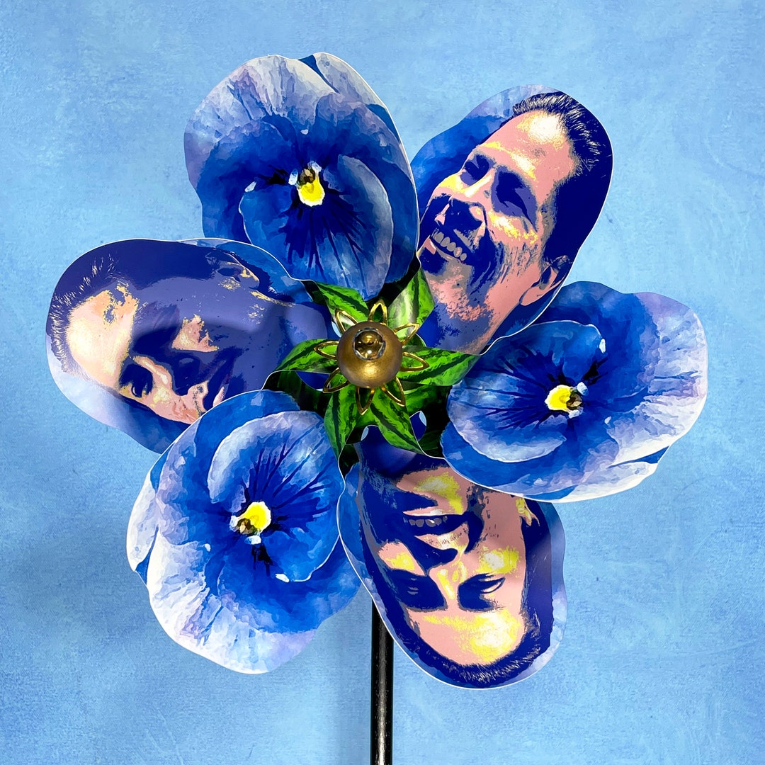 Custom Photo Personalized Blue Joy Pansy Pinwheel Wind Spinner ...