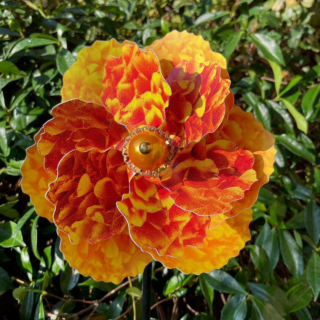 Orange Marigold Pinwheel Wind Spinner Whirligig Windmill Fan - Etsy