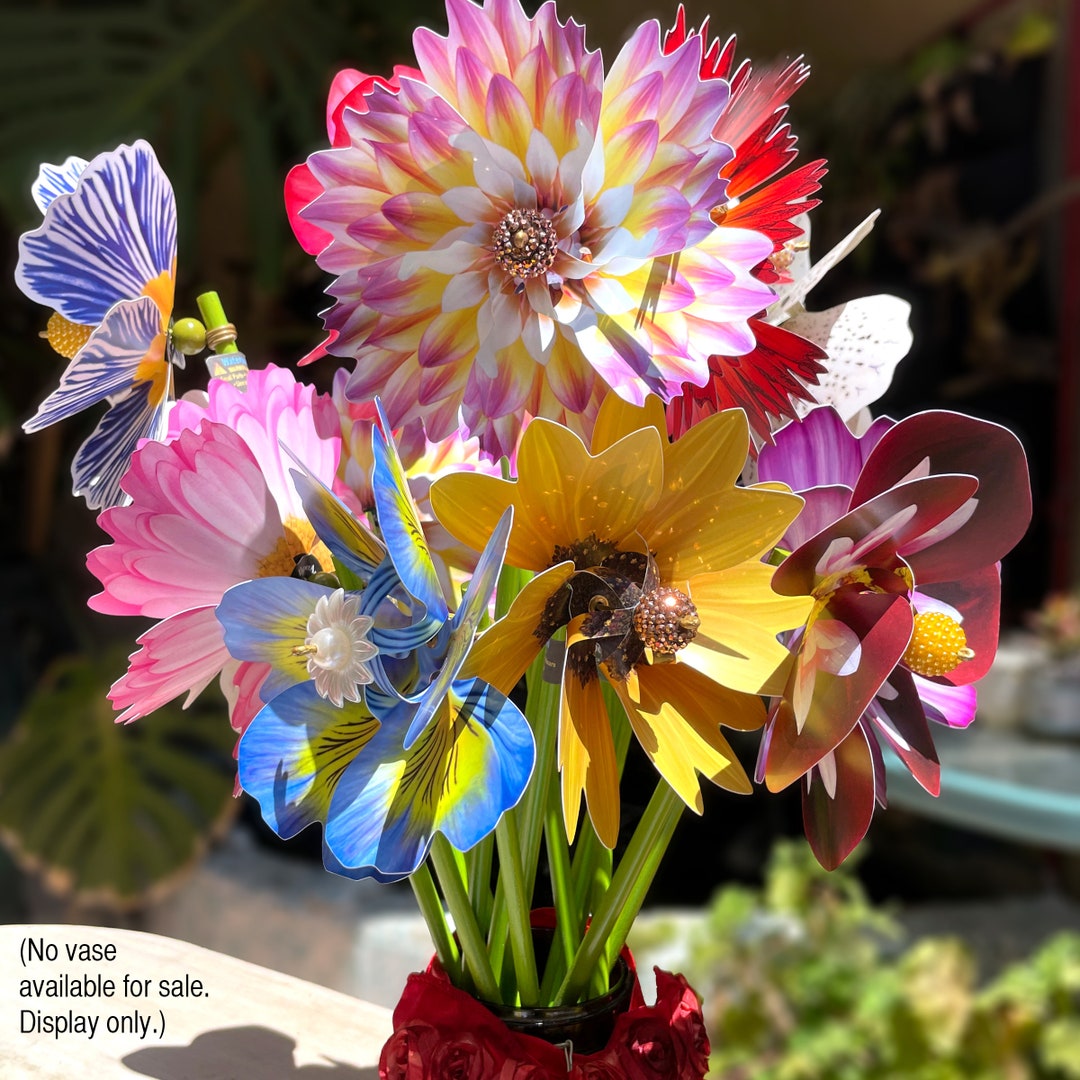 Bouquet Flower Pinwheel Wind Spinner Whirligig Windmill Fan - Etsy