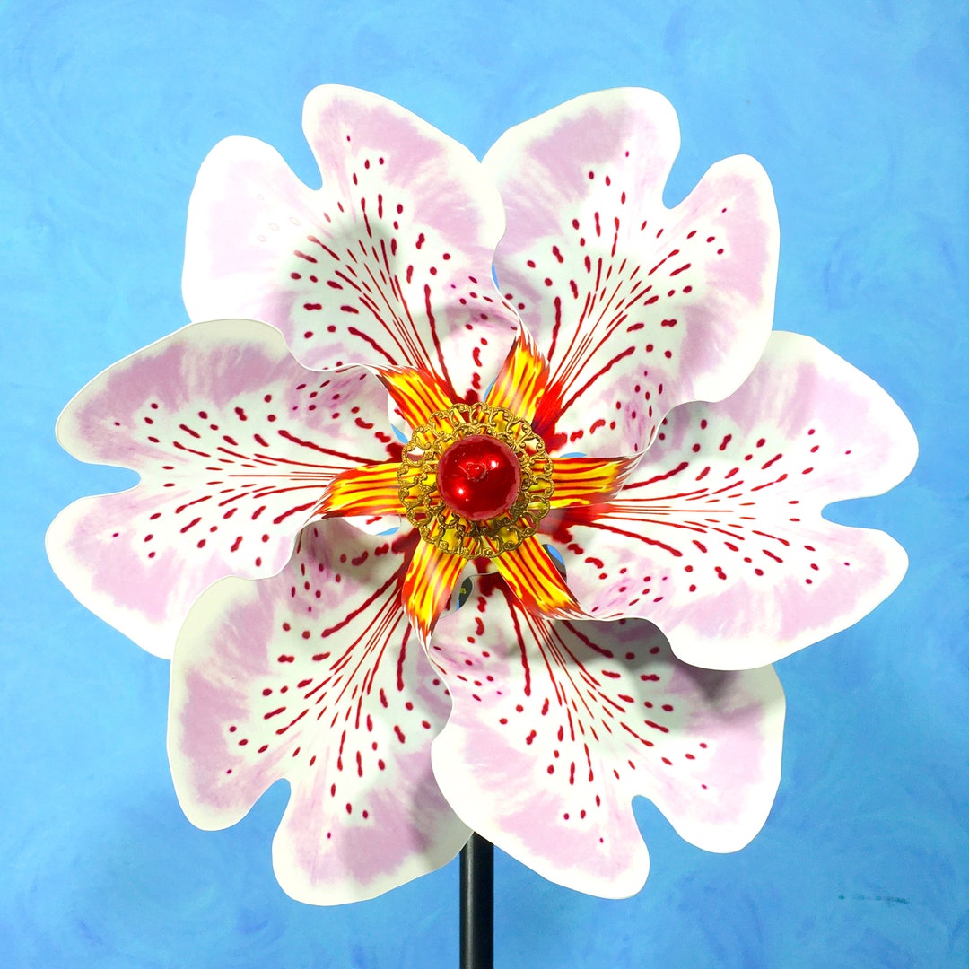 Pink & Red Miltonia Orchid Pinwheel Wind Spinner Whirligig Windmill Fan ...