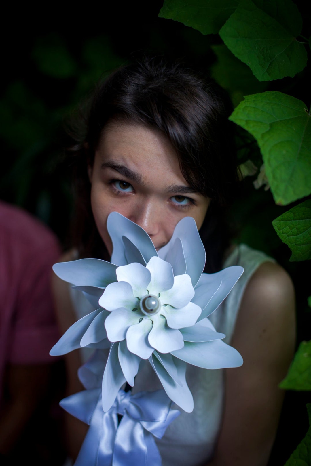 White Wedding Flower Double Petal Pinwheel Whirligig Windmill Spinner ...