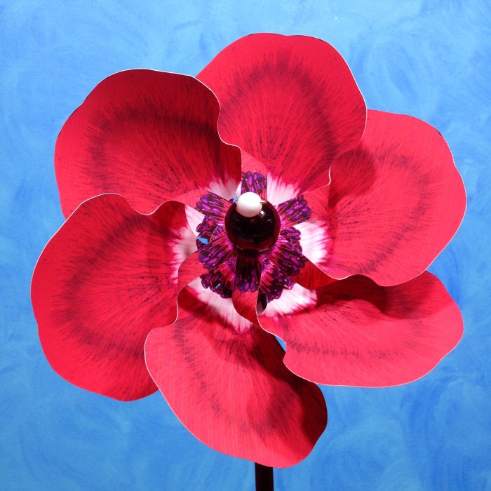 Red Poppy Flower Pinwheel Spinner Whirligig Windmill Fan - Etsy