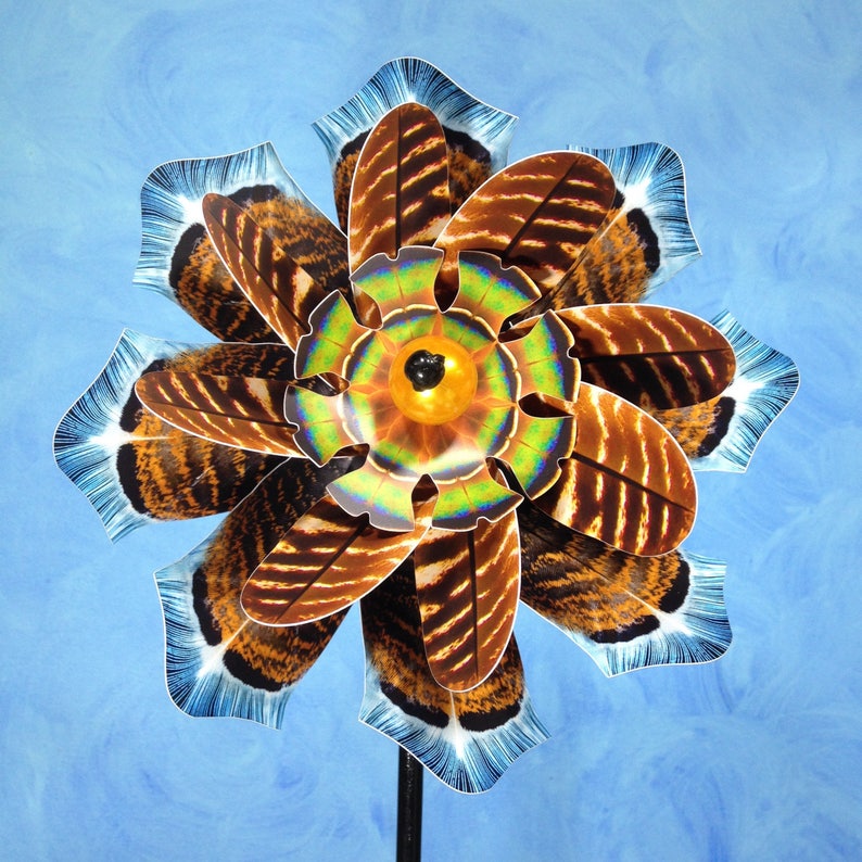 Turkey Feather Double Spin Pinwheel Whirligig Wind Spinner - Etsy