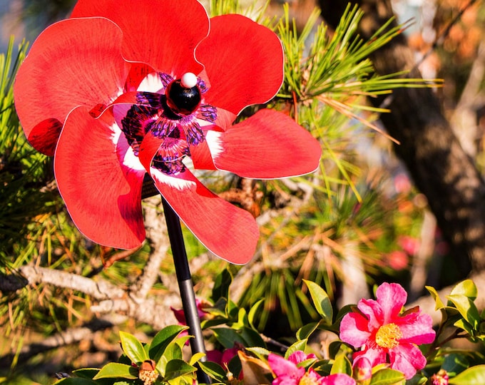 Red Poppy Flower Pinwheel Spinner Whirligig Windmill Fan - Etsy