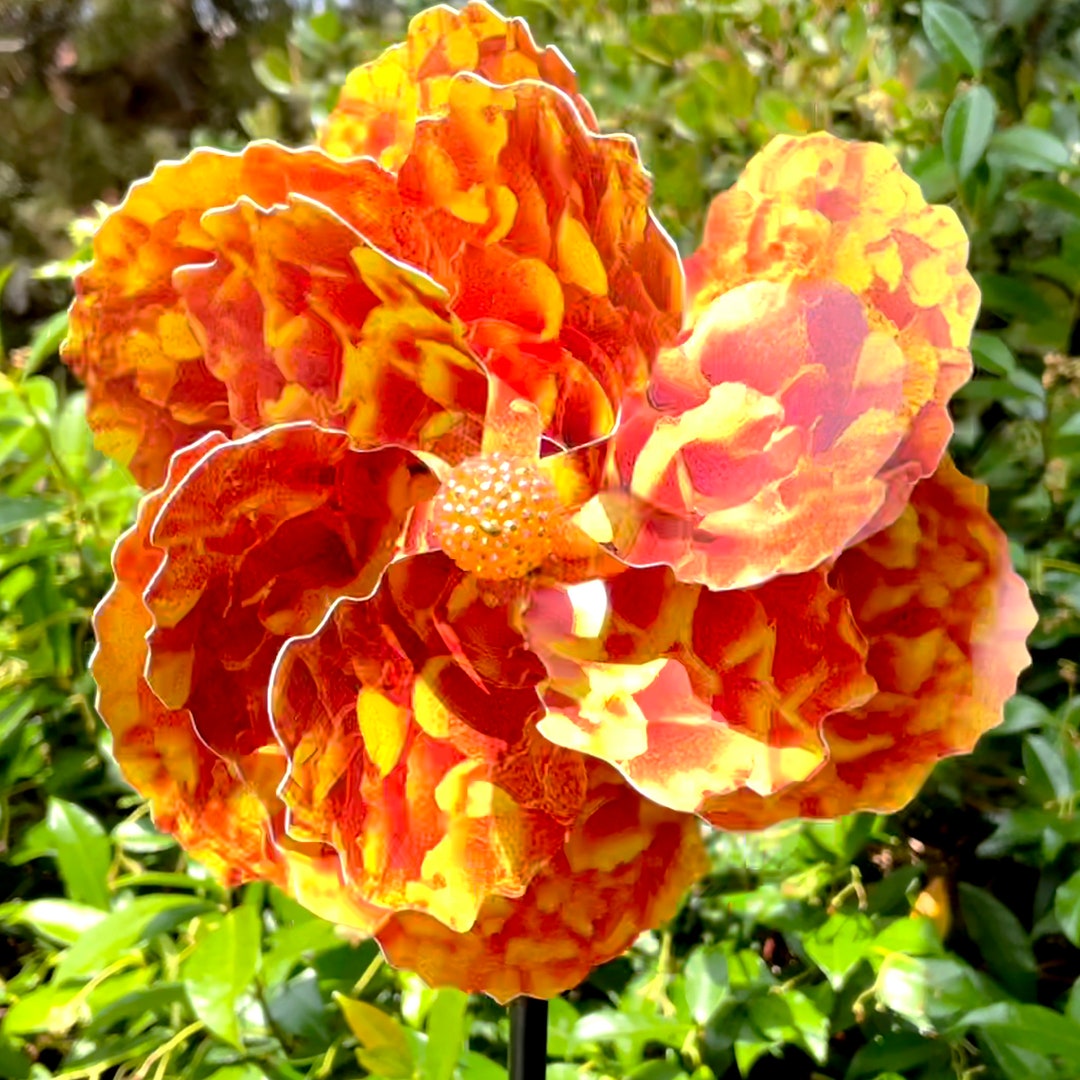Orange Marigold Pinwheel Wind Spinner Whirligig Windmill Fan - Etsy