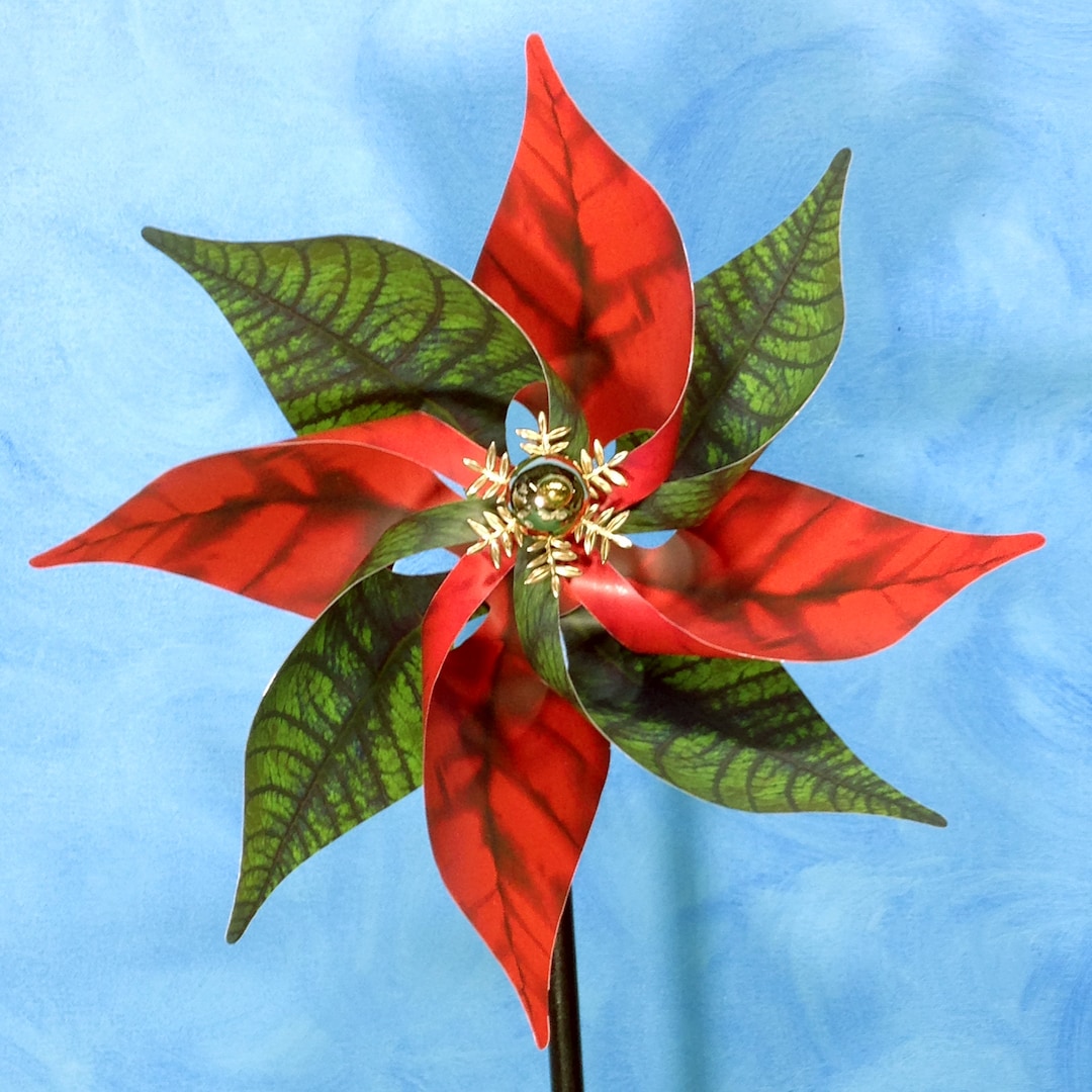 Red and Green Poinsettia Flower Pinwheel - Etsy