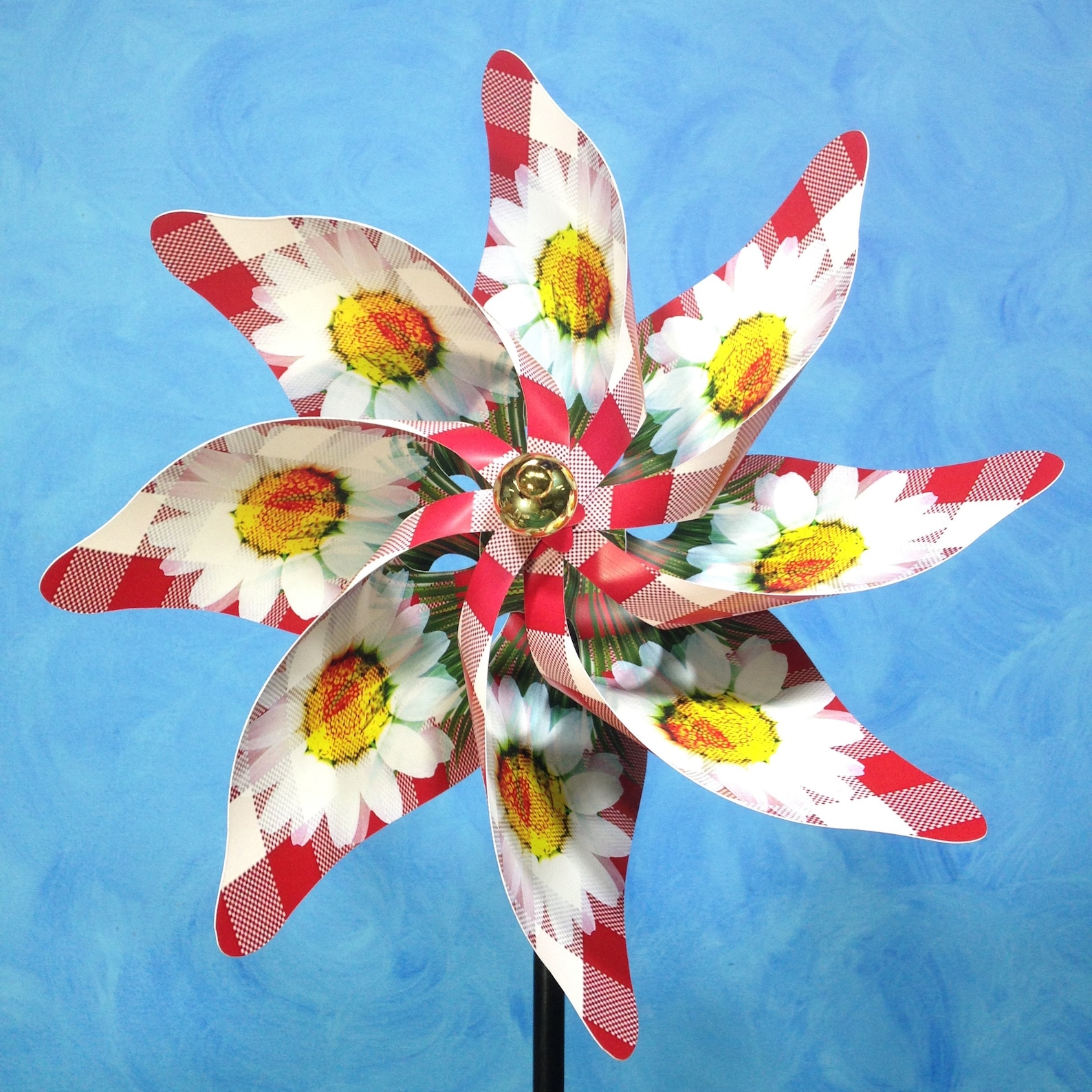 Red Gingham Daisy Picnic Pinwheel Spinner Whirligig Windmill | Etsy