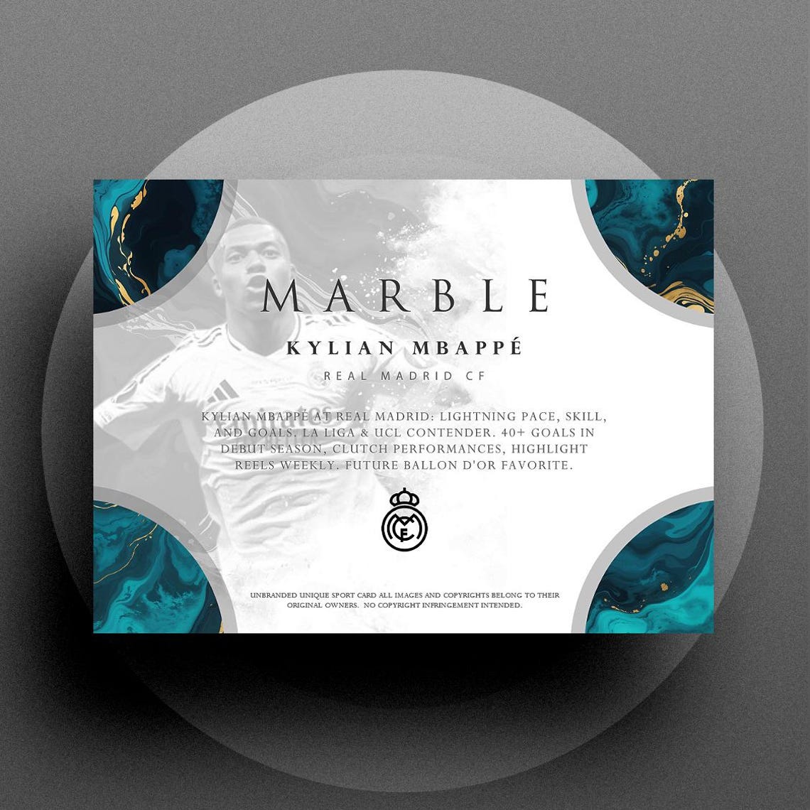 Marble 2025 Kylian Mbappe Real Madrid CF Digital Autograph RP Soccer ...