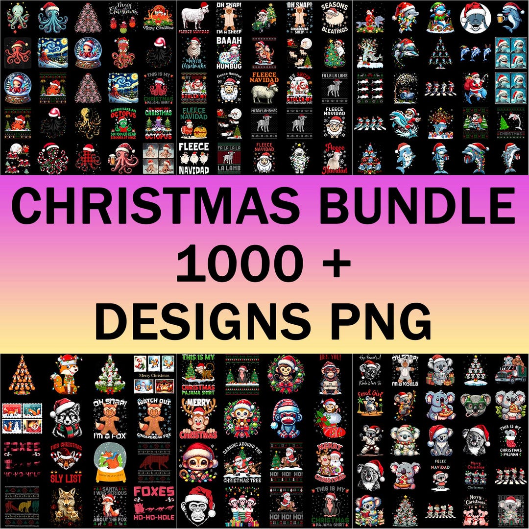 Sublimation de Noël Bundle – + de 1000 PNG, clipart Santa joyeux Noël ...