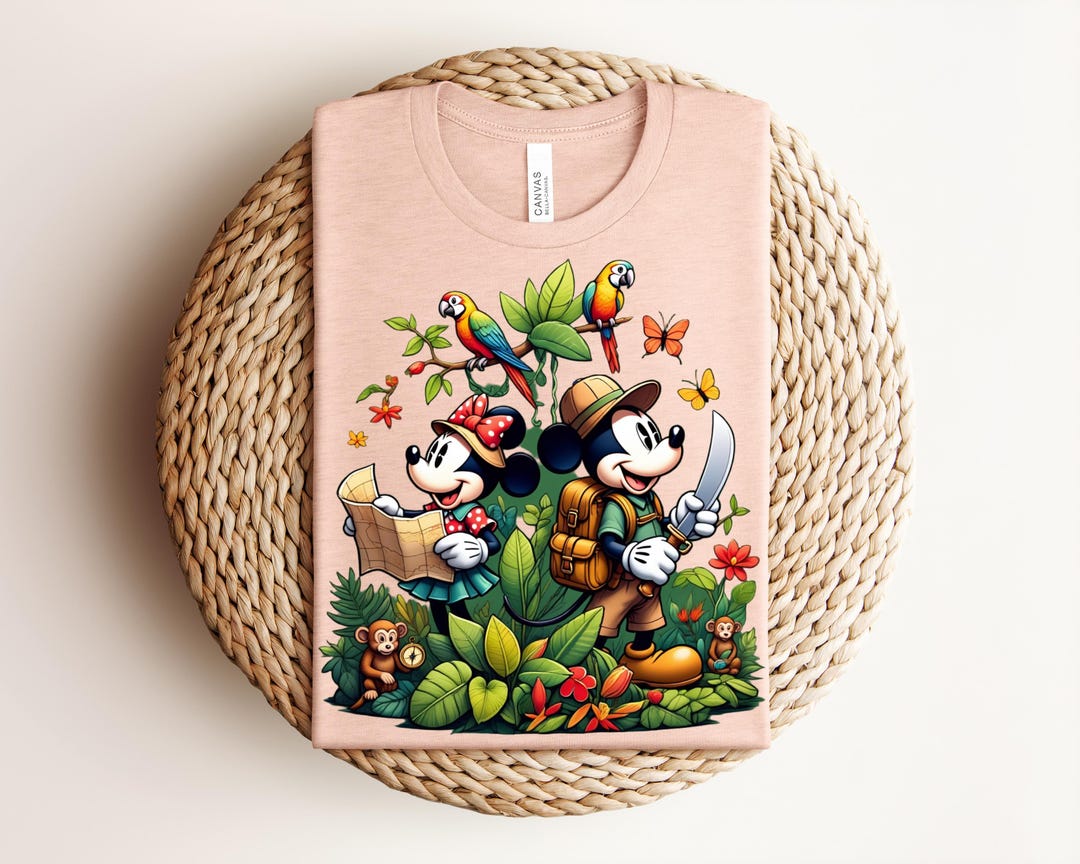 Safari Mickey Minnie Jungle Explorer Shirt, Adventure Couple Graphic ...
