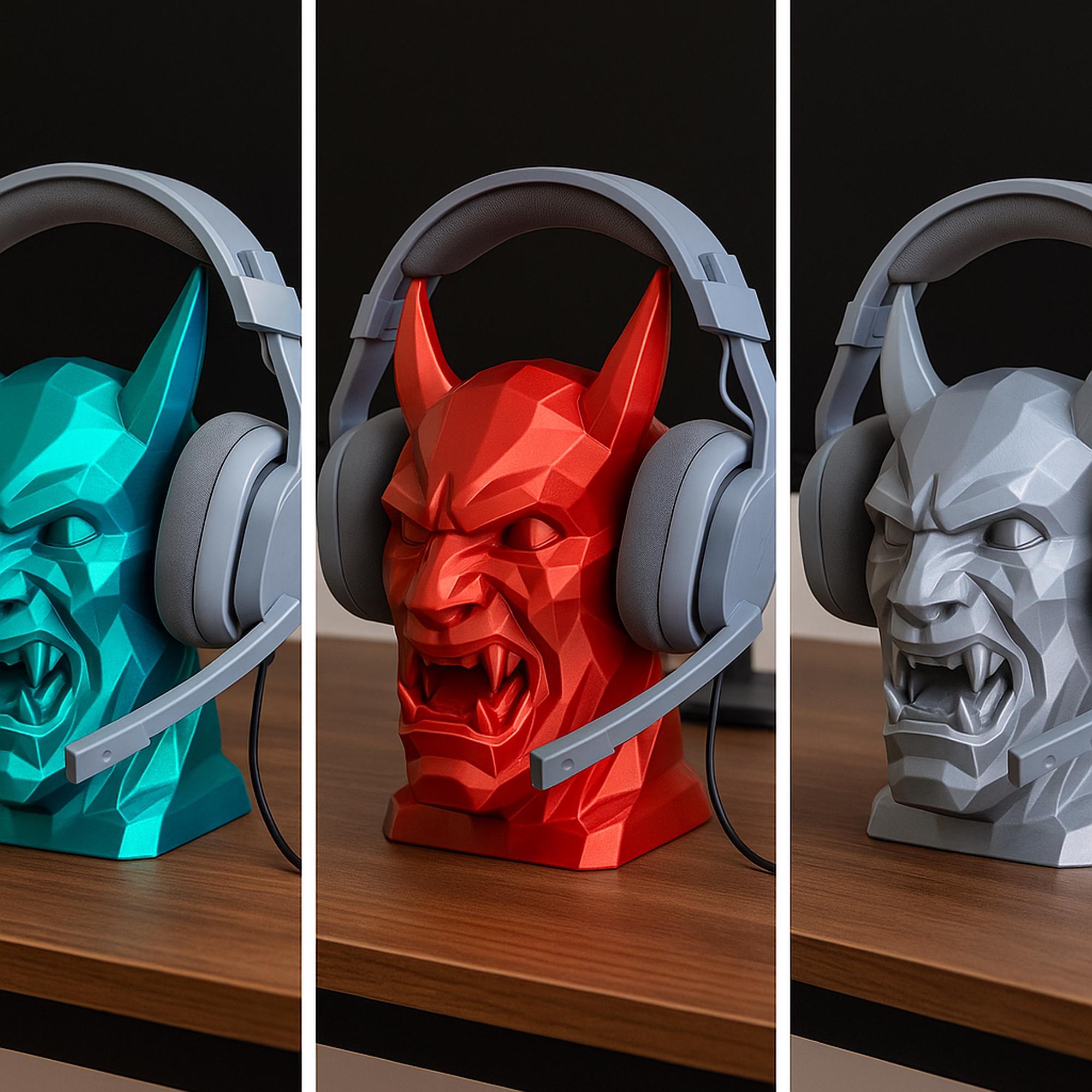 3D Printed Samurai Headphone Stand: Japanese Warrior Helmet Desk Decor ...