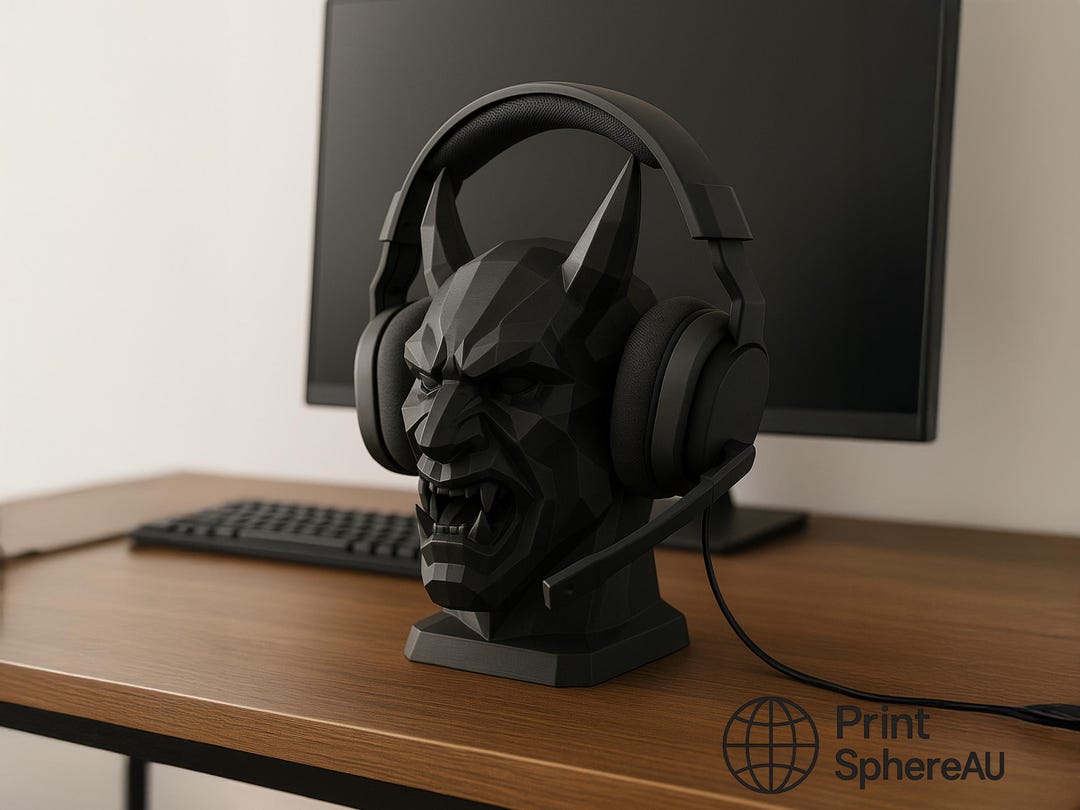 3D Printed Samurai Headphone Stand: Japanese Warrior Helmet Desk Decor ...