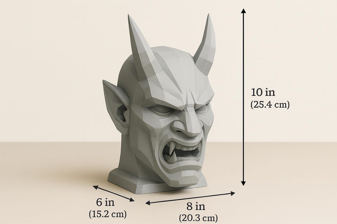 3D Printable Lion, Demon, Griffon Busts – Low Poly STL Files (digital ...