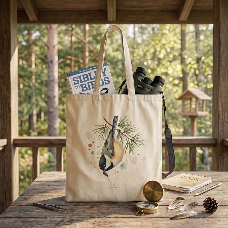 Personalized Chickadee Birdwatching Journal, Watercolor Art Mugs, Tote ...