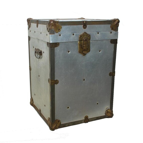 Metal Foot Locker / Industrial Storage Box / Antique Trunk / | Etsy