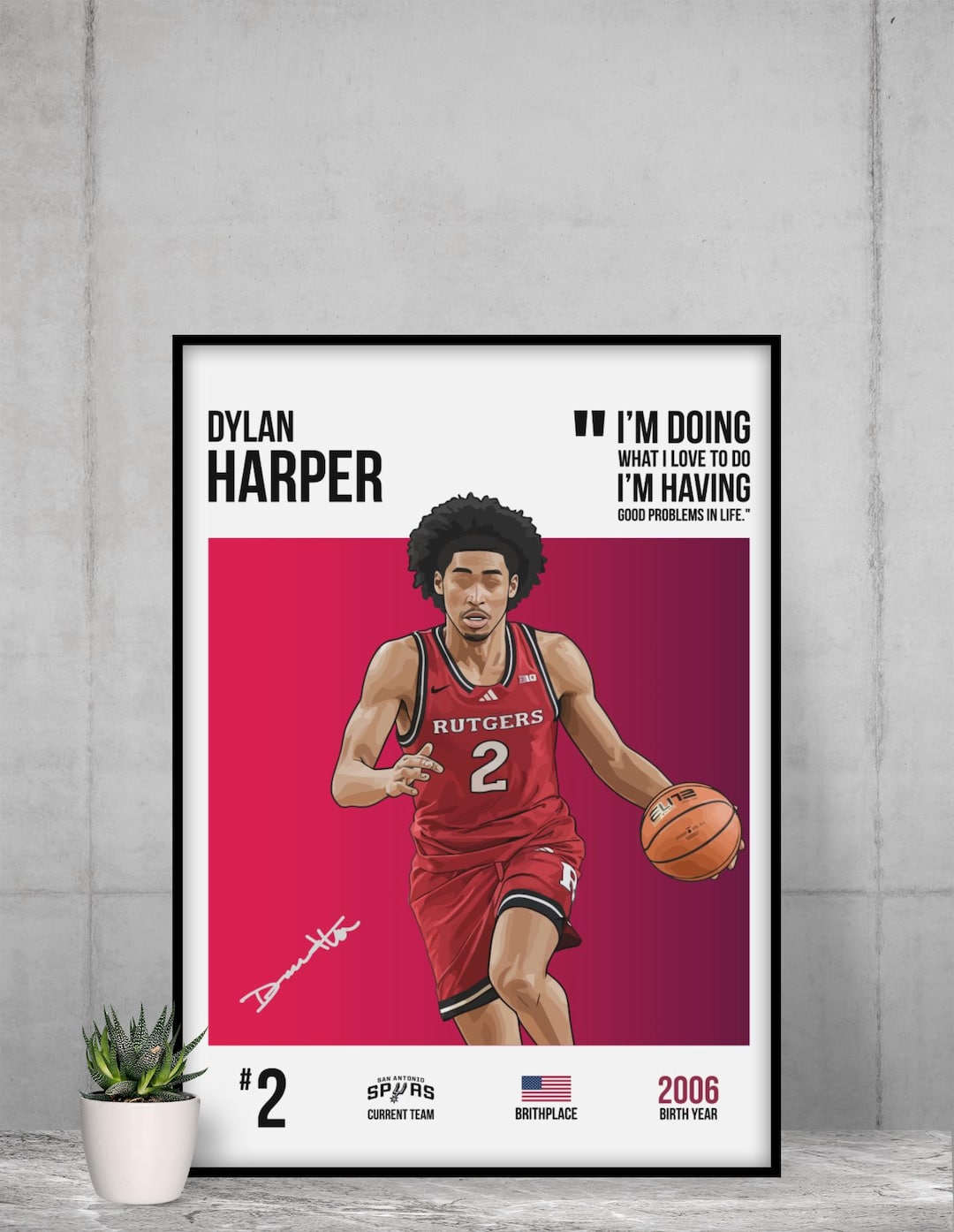 D-harp Jersey Southpaw Basketball Poster | Minimalist Sports Wall Art ...