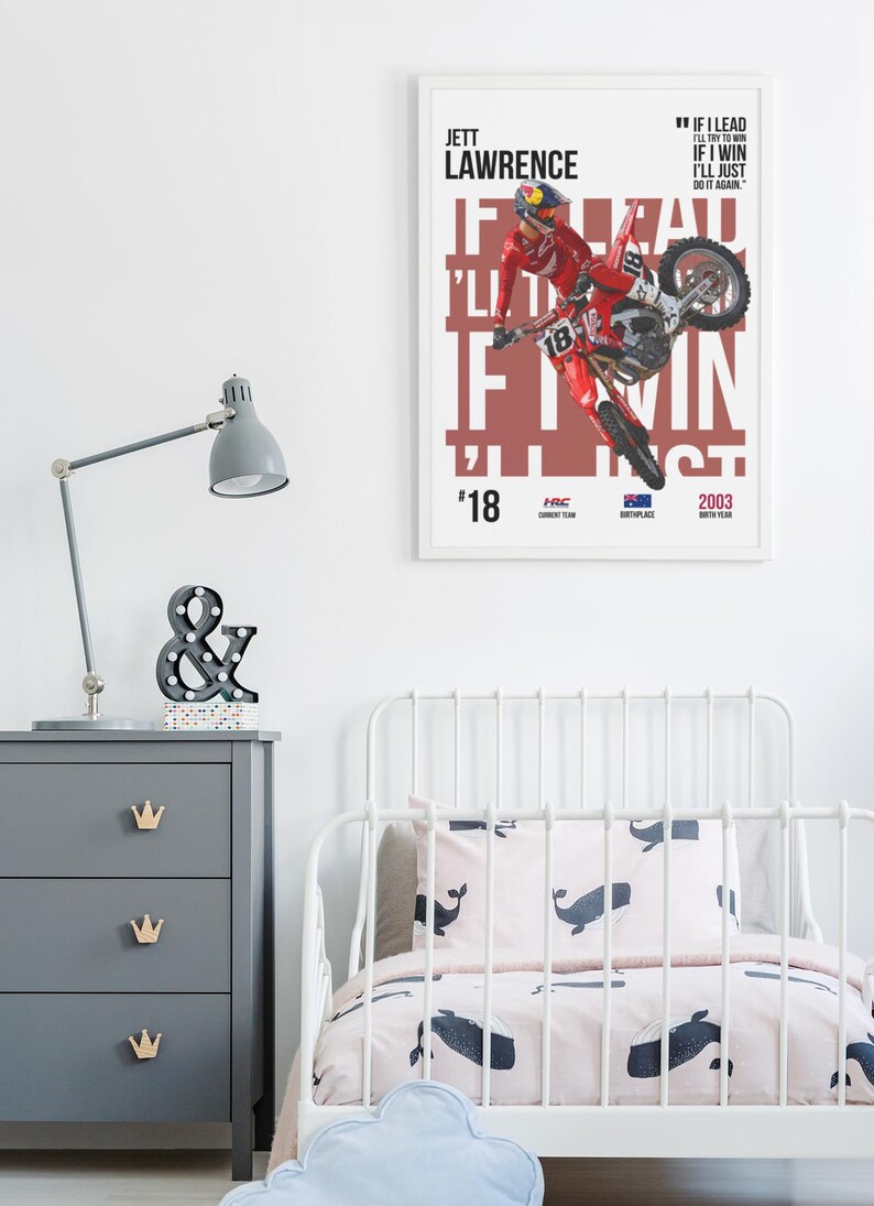 Red Rider Number 18 Poster | Kids Dirt Bike Bedroom Wall Art ...