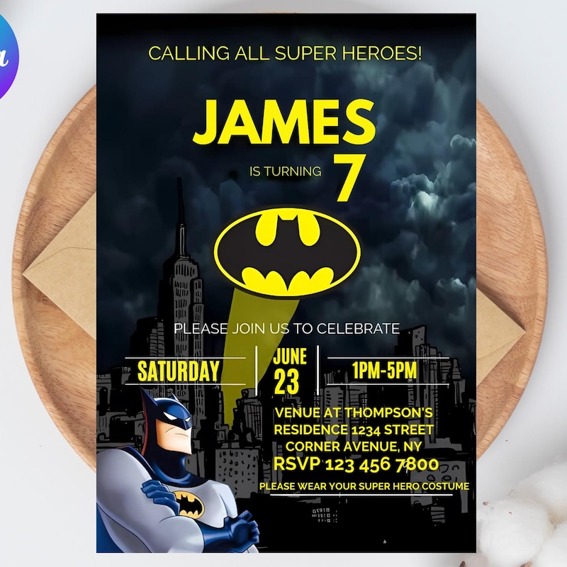 Bat Man Invitation - Etsy