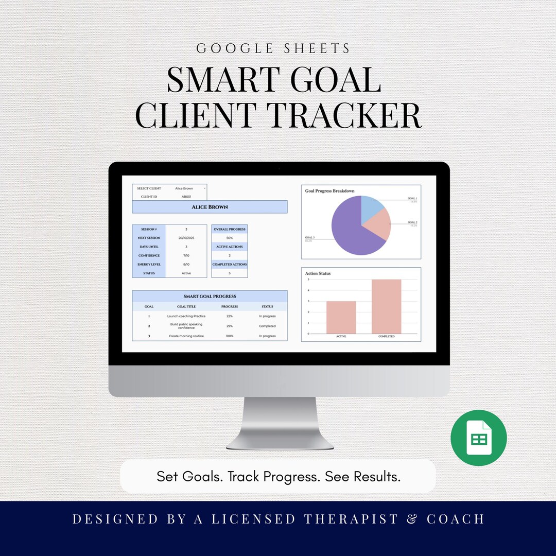 SMART Goal Tracker for Coaches | Life Coach Client Goal Planner ...