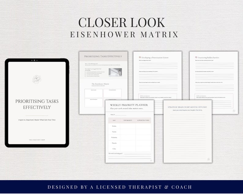 Eisenhower Matrix Coaching Tool, Priority Matrix Worksheet, Decision ...