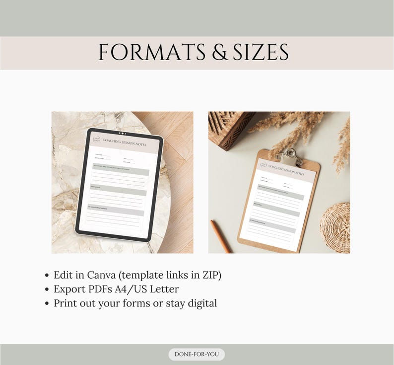Coaching Session Notes Template: Canva & PDF, A4/US Letter - Etsy