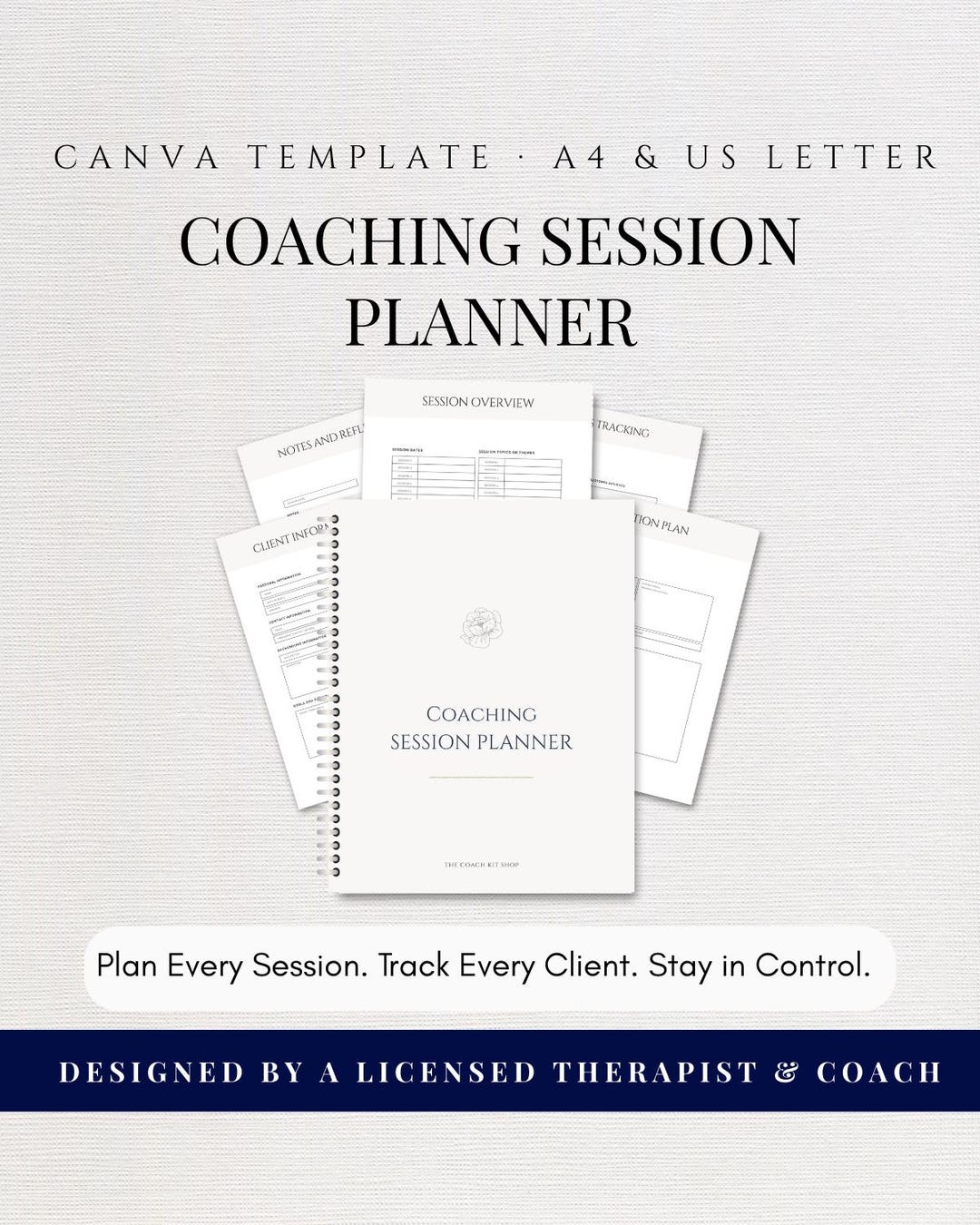 Coaching Session Planner, Complete Client Management Template for ...