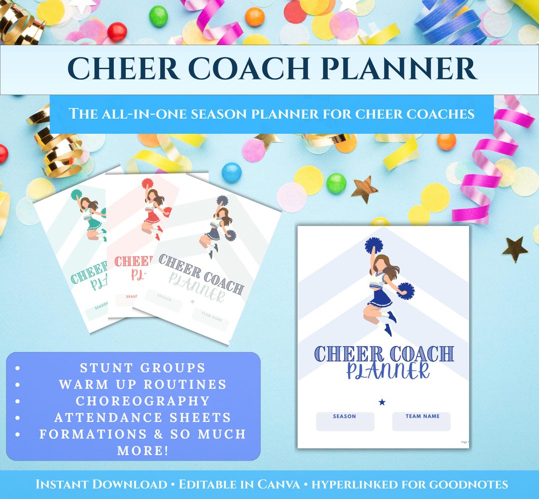 Cheer Coach Planner | Cheerleading Team Binder & Practice Tracker ...