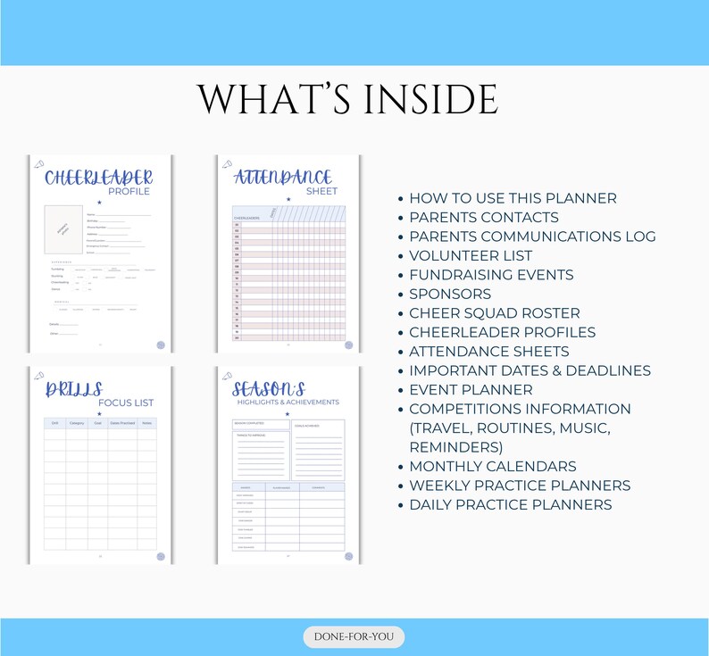 Cheer Coach Planner | Cheerleading Team Binder & Practice Tracker ...