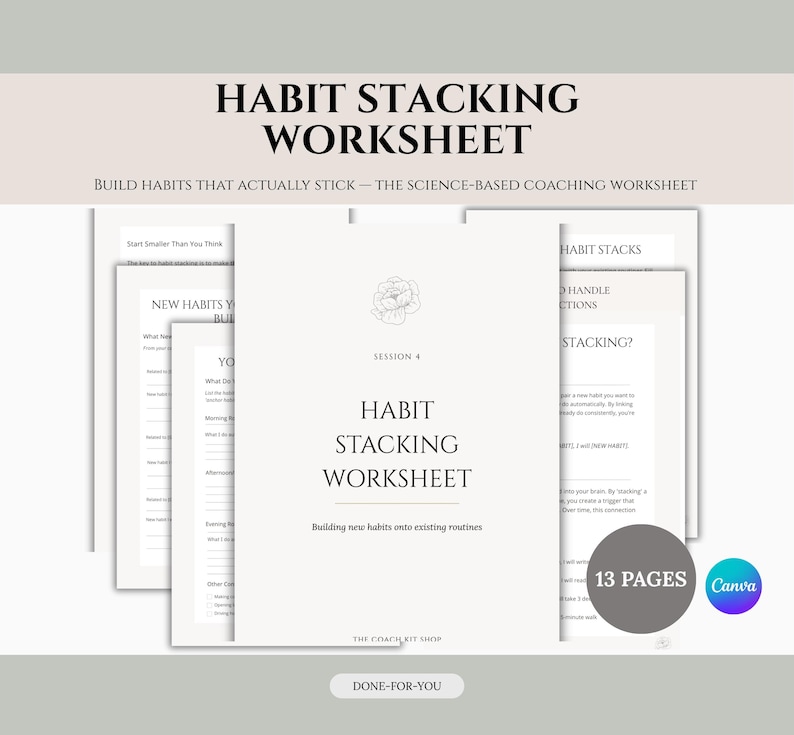 Habit Stacking Worksheet – Client Goal Tracker, Editable PDF - Etsy